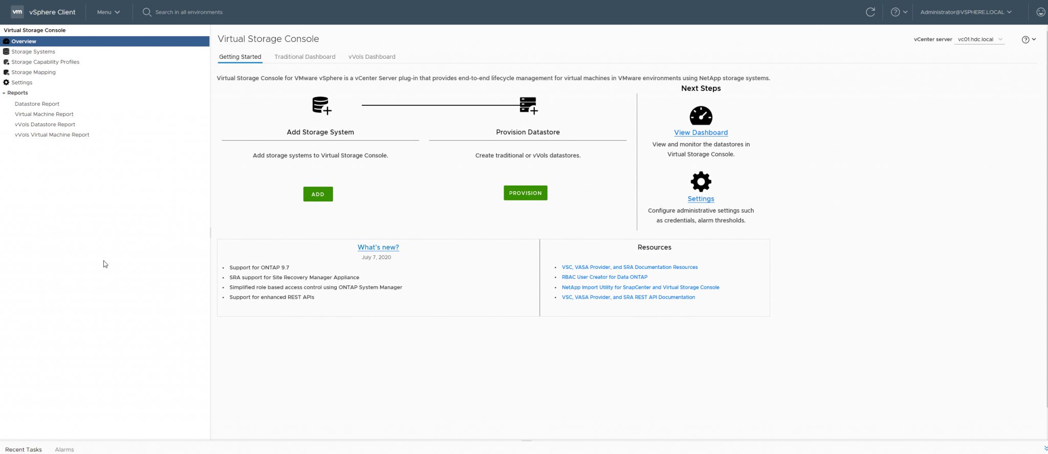 NetApp Virtual Storage Console (VSC) for VMware – Hybrid Data Center