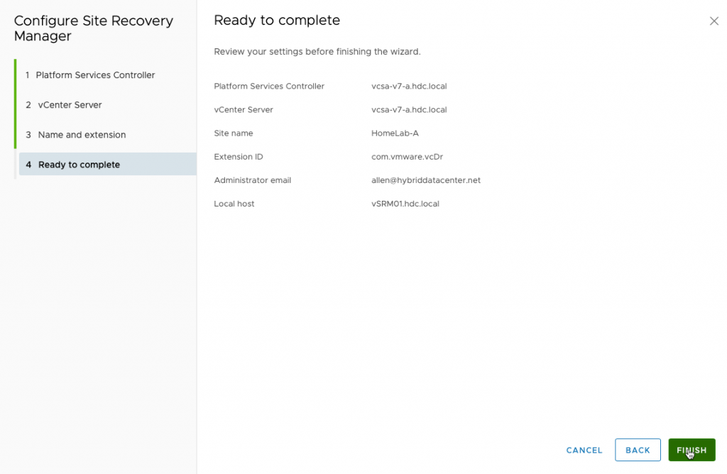 Configure Site Recovery Manager 8.3 Appliance | Hybrid Data Center