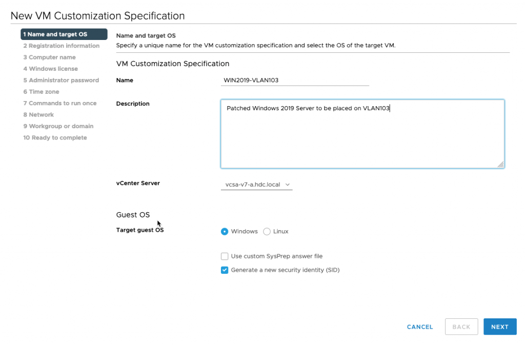 Automate VMware VMs with Customized Specifications | Hybrid Data Center