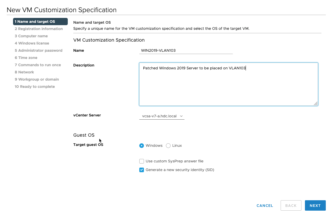 Automate VMware VMs with Customized Specifications – Hybrid Data Center