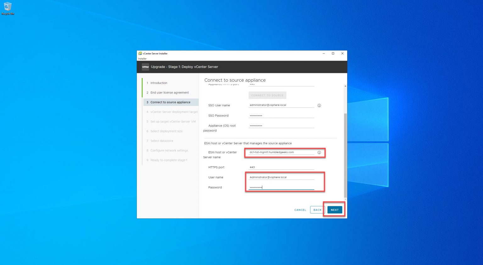 How to upgrade vCenter Server Appliance (VCSA) 7.x to 8.0 – Hybrid Data Center