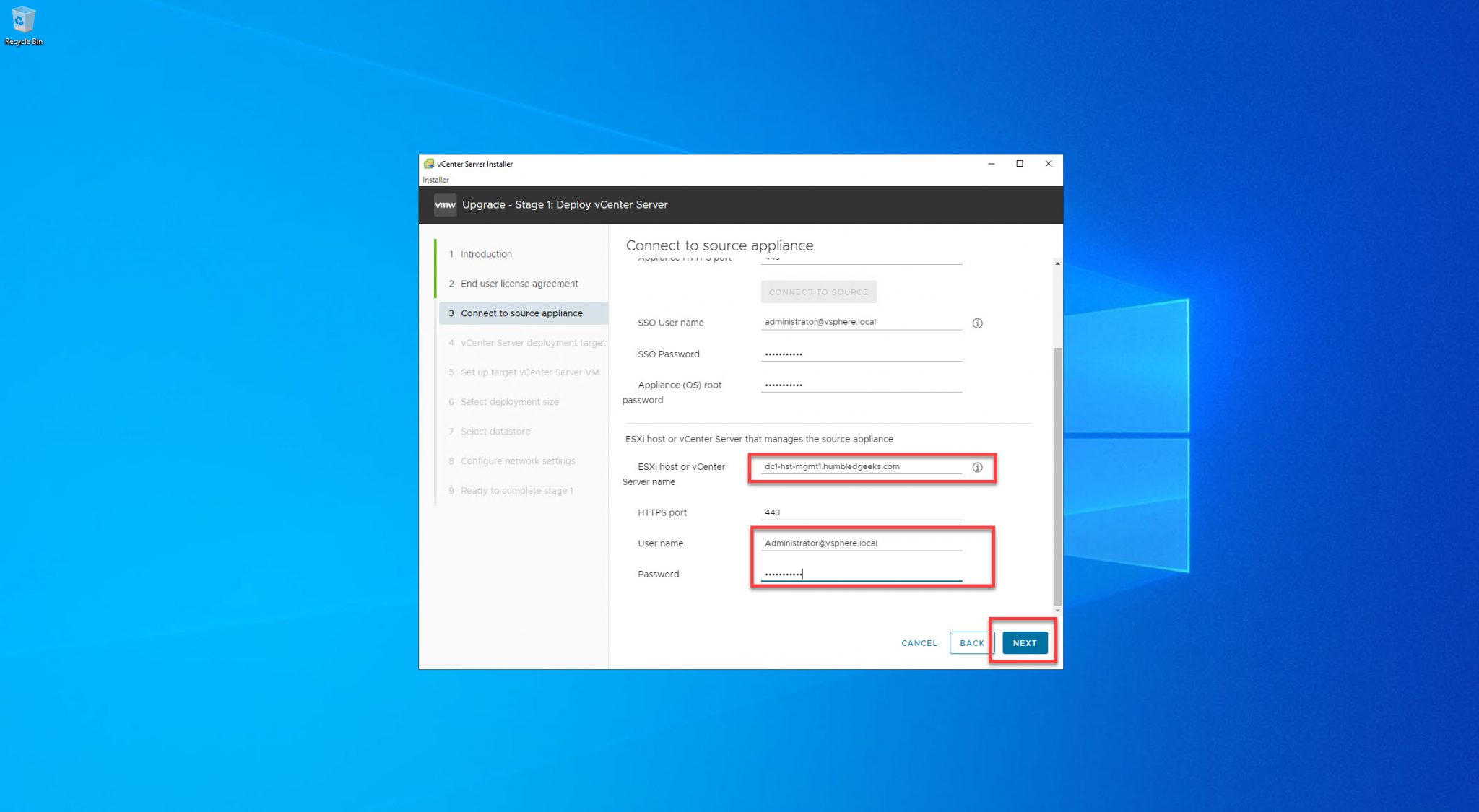 How to upgrade vCenter Server Appliance (VCSA) 7.x to 8.0 – Hybrid Data Center